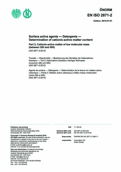 ONORM EN ISO 2871-2:2010 - Surface active agents - Detergents ...