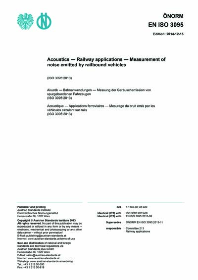 ONORM EN ISO 3095:2014 - Acoustics - Railway applications - Measurement ...