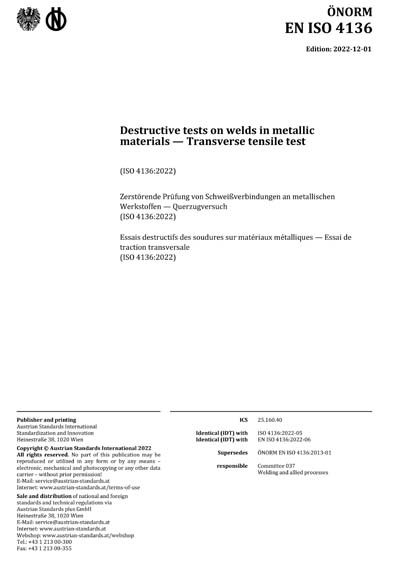 ONORM EN ISO 4136:2022 - Destructive tests on welds in metallic ...
