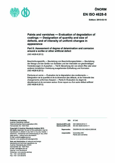ONORM EN ISO 4628-8:2013 - Paints and varnishes - Evaluation of ...