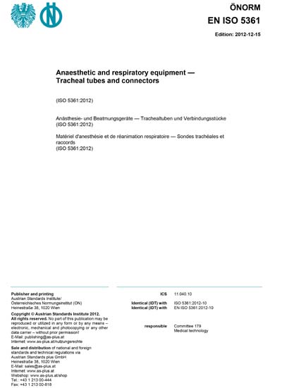 ONORM EN ISO 5361:2012 - Anaesthetic and respiratory equipment ...