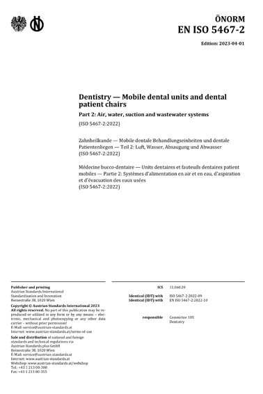 ONORM EN ISO 5467-2:2023 - Dentistry - Mobile dental units and dental ...