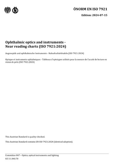 ONORM EN ISO 7921:2024 - Ophthalmic optics and instruments - Near ...
