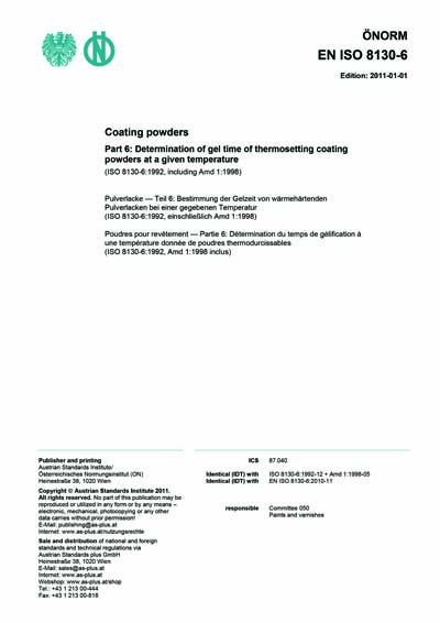 ONORM EN ISO 8130-6:2011 - Coating Powders - Part 6: Determination of ...