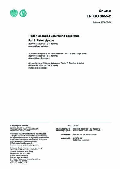 ONORM EN ISO 8655-2:2009 - Piston-operated volumetric apparatus - Part ...