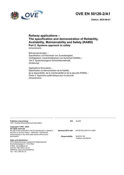 OVE EN 50126-2/A1:2025 - Railway applications - The specification and ...