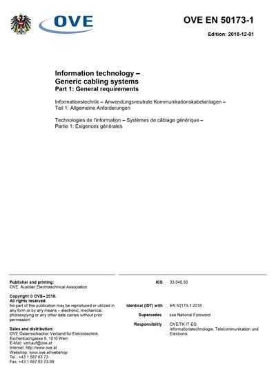 OVE EN 50173-1:2018 - Information technology - Generic cabling systems ...