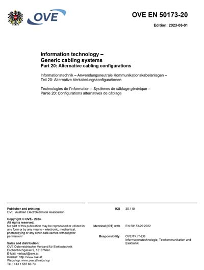 OVE EN 50173-20:2023 - Information technology - Generic cabling systems ...