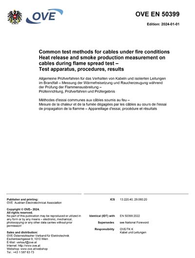 OVE EN 50399:2024 - Common test methods for cables under fire ...