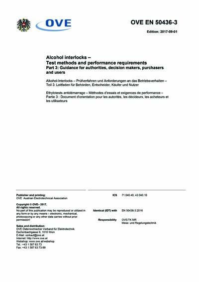 OVE EN 50436-3:2017 - Alcohol interlocks - Test methods and performance ...