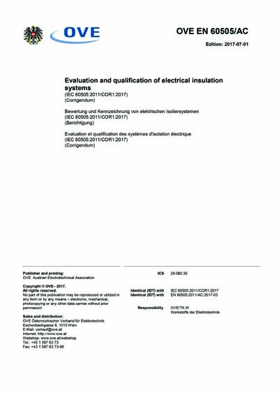 OVE EN 60505/AC:2017 - Evaluation and qualification of electrical ...
