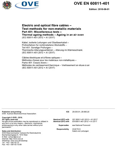 OVE EN 60811-401:2018 - Electric and optical fibre cables - Test ...