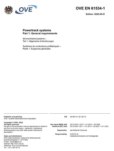 OVE EN 61534-1:2022 - Powertrack systems -- Part 1: General ...