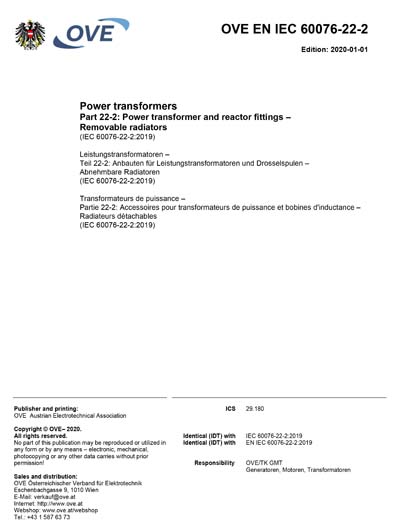 OVE EN IEC 60076-22-2:2020 - Power transformers -- Part 22-2: Power ...