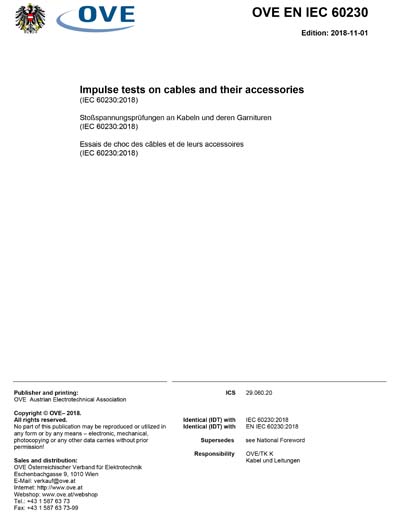 OVE EN IEC 60230:2018 - Impulse tests on cables and their accessories ...