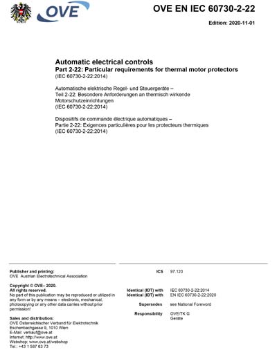 OVE EN IEC 60730-2-22:2020 - Automatic electrical controls -- Part 2-22 ...