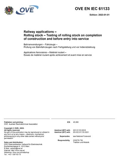 OVE EN IEC 61133:2023 - Railway applications - Rolling stock - Testing ...
