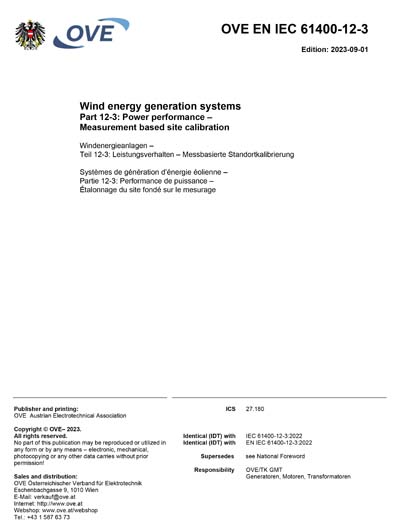 OVE EN IEC 61400-12-3:2023 - Wind energy generation systems -- Part 12 ...