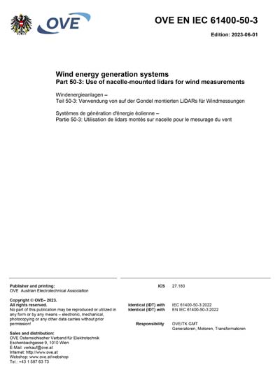 OVE EN IEC 61400-50-3:2023 - Wind energy generation systems - Part 50-3 ...