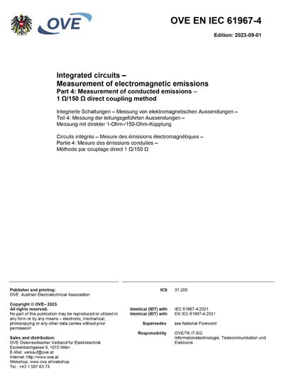 OVE EN IEC 61967-4:2023 - Integrated circuits - Measurement of ...