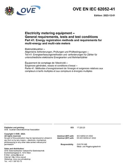 OVE EN IEC 62052-41:2023 - Electricity metering equipment - General ...