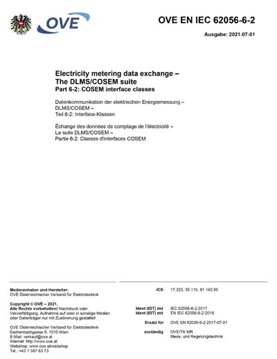 OVE EN IEC 62056-6-2:2021 - Electricity metering data exchange - The ...
