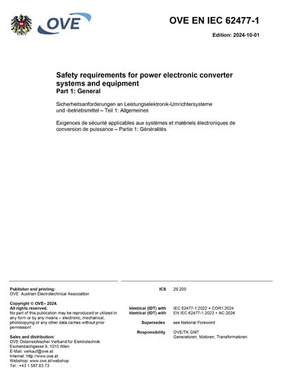 OVE EN IEC 62477-1:2024 - Safety requirements for power electronic ...