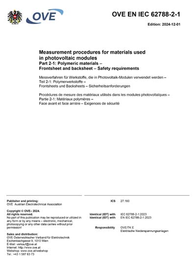 OVE EN IEC 62788-2-1:2024 - Measurement procedures for materials used ...
