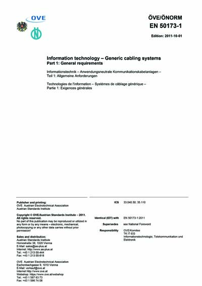 OVE/ONORM EN 50173-1:2011 - Information technology - Generic cabling ...