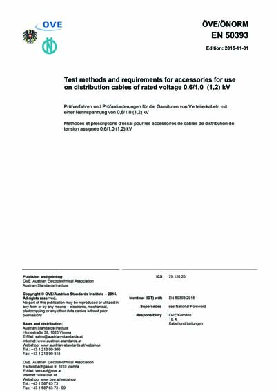 OVE/ONORM EN 50393:2015 - Test methods and requirements for accessories ...