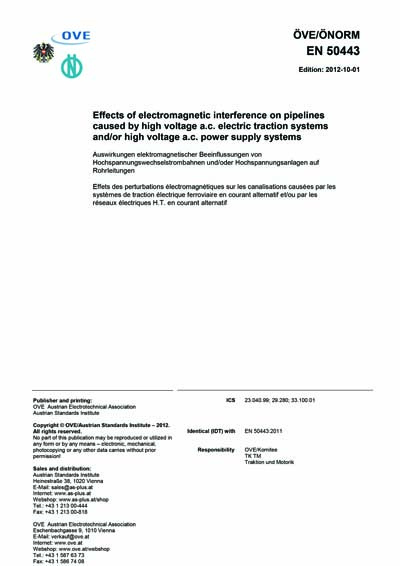 OVE/ONORM EN 50443:2012 - Effects of electromagnetic interference on ...