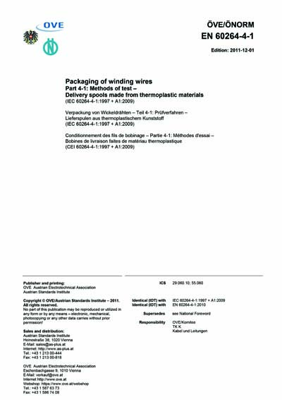 OVE/ONORM EN 60264-4-1:2011 - Packaging of winding wires - Part 4-1 ...