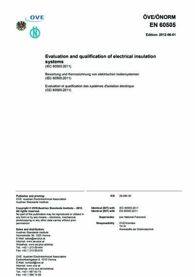 OVE/ONORM EN 60505:2012 - Evaluation and qualification of electrical ...