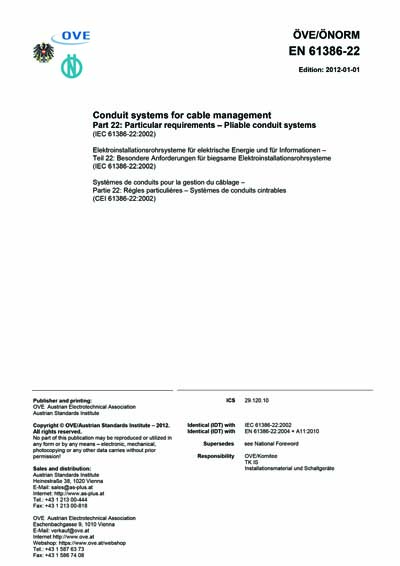 OVE/ONORM EN 61386-22:2012 - Conduit systems for cable management ...