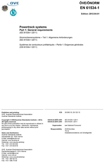 OVE/ONORM EN 61534-1:2012 - Powertrack systems - Part 1: General ...
