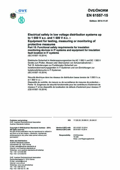 OVE/ONORM EN 61557-15:2014 - Electrical safety in low voltage ...