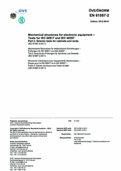 OVE/ONORM EN 61587-2:2012 - Mechanical structures for electronic ...