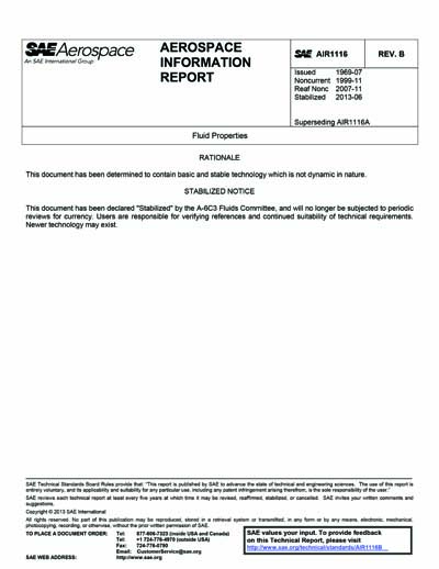 SAE AIR 1116B-2013 (SAE AIR1116B-2013) - Fluid Properties ( Reaffirmed ...