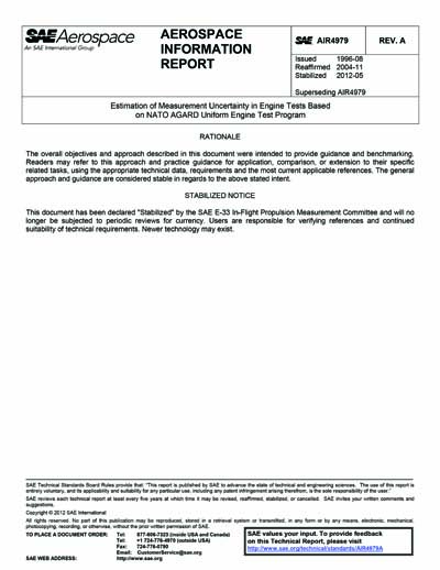 SAE AIR 4979A-2012 (SAE AIR4979A-2012) - Estimation of Measurement ...