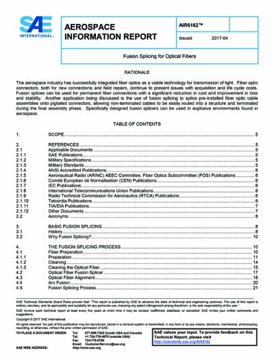 SAE AIR 6162-2017 - Fusion Splicing for Optical Fibers