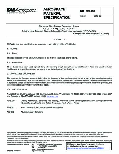 SAE AMS 4469-2013 (SAE AMS4469-2013) - Aluminum Alloy Tubing, Seamless ...