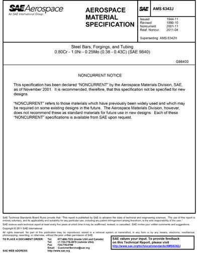 SAE AMS 6342J-2001 (SAE AMS6342J-2001) - Steel Bars, Forgings, and ...