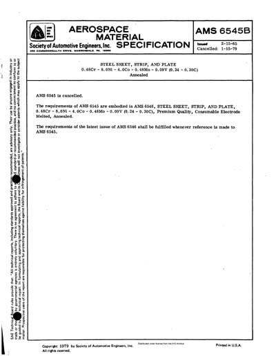 SAE AMS 6545B-1965 (SAE AMS6545B-1965) - Steel, Sheet, Strip, and Plate ...