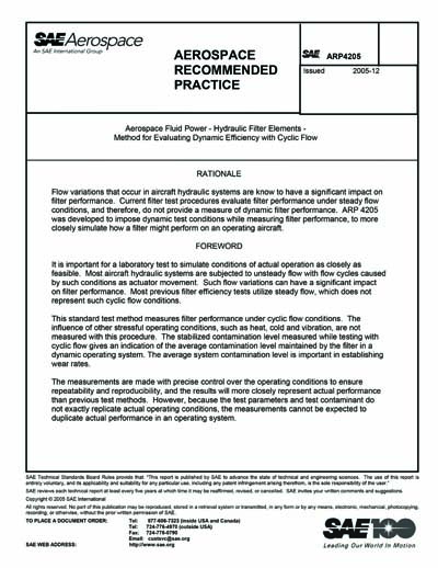 SAE ARP 4205-2005 (SAE ARP4205-2005) - Aerospace Fluid Power ...