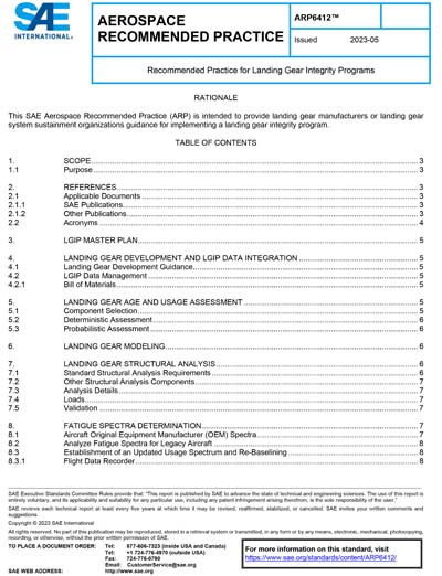 SAE ARP 6412-2023 - Recommended Practice for Landing Gear Integrity ...