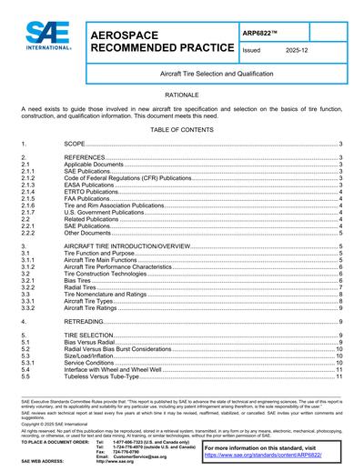 SAE ARP 6822-2025 - Aircraft Tire Selection and Qualification
