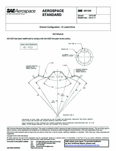 SAE AS 1325-1973 (SAE AS1325-1973) - Wrench Configuration, 12 Lobed ...