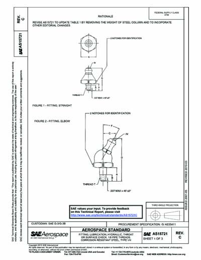 SAE AS 15721C-2010 (SAE AS15721C-2010) - Fitting, Lubrication ...