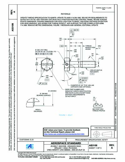 SAE AS 3108A-2014 (SAE AS3108A-2014) - BOLT, MACHINE - HEXAGON HEAD ...