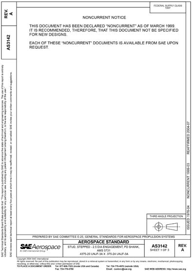 SAE AS 3142A-1999 (SAE AS3142A-1999) - Stud Stepped - 2.5 Dia ...